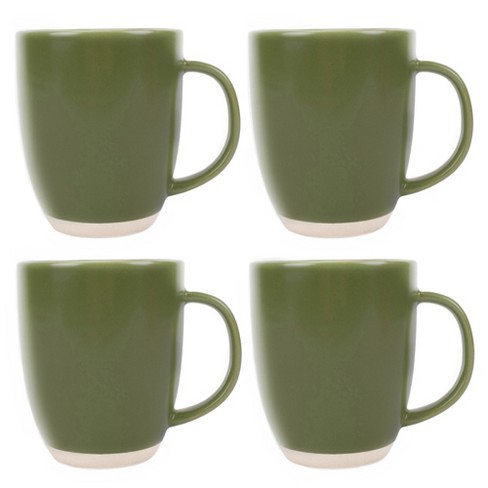 Elanze Designs Raw Clay Bottom Sage Green 13 Ounce Ceramic Coffee Mugs Set Of 4 : Target