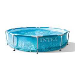 Metal Frame Above Ground Swimming Pool W/ 10 Foot Round Swimming Pool ...