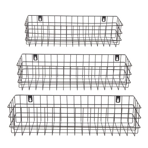 Farmlyn Creek 3 Pieces Black Wall Mounted Wire Baskets, Hanging ...