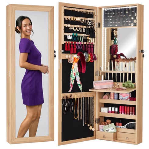 Led jewellery armoire with mirror store