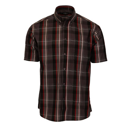 Gioberti Men's Plaid Short Sleeve Shirt, Charcoal / Red / Black, Medium ...