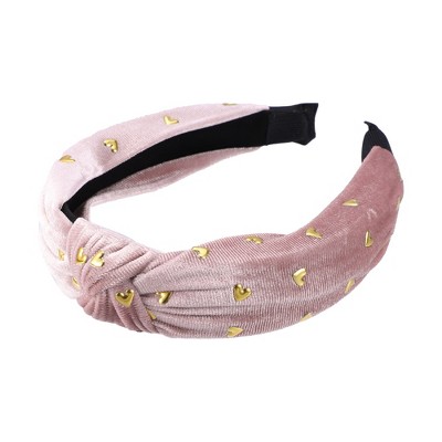 Unique Bargains Women's Velvet Faux Pearl Knotted Headband 1 Pc Pink ...
