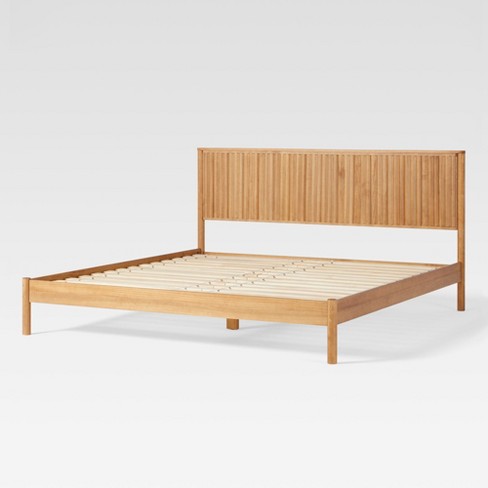 Saracina Home King Reeded Headboard Bed Blonde: Solid Pine, No Box ...