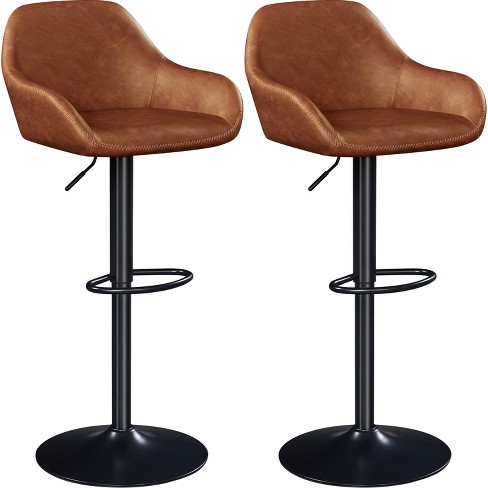 Yaheetech 2pcs Upholstered Height Adjustable Swivel Bar Stools Set ...