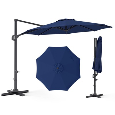 Costway 10 FT Patio Cantilever Umbrella with 360° Rotation, Easy Tilt ...