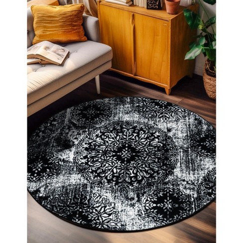 Unique Loom 5' 3 X 5' 3 Sofia Grand Black Round Area Rug : Target