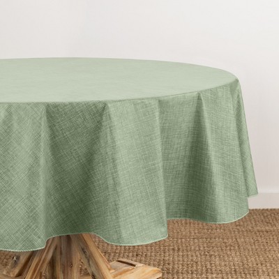 Monterey Linen Texture Vinyl Indoor/outdoor Tablecloth - Sage - 70 In ...
