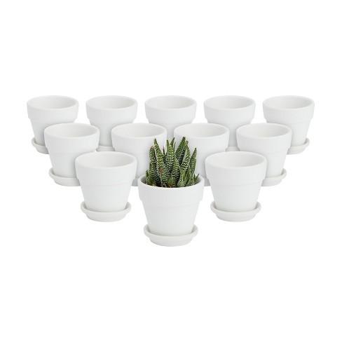 Juvale 12 Pack White Clay Mini Terracotta Pots With Saucers And ...