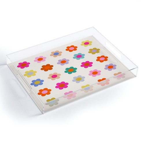 Daily Regina Designs Retro Floral Colorful Print Acrylic Tray - Deny ...