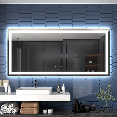 Exbriteusa Large Tempered Glass Led Dimmable Anti-fog Bathroom Vanity ...
