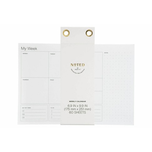 Noted By Post-it Weekly Calendar, White With Pre-printed Days: Office ...
