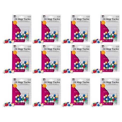 Charles Leonard Map Tacks, 3/8 Inch Head, Assorted Colors, 20 Per Pack ...