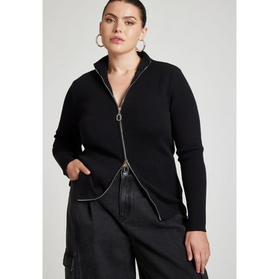 Eloquii Women's Plus Size Two Way Zipper Sweater : Target