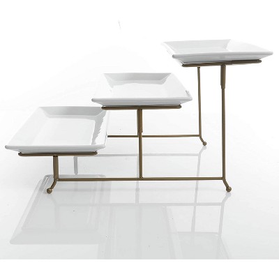 Gibson Gracious Dining Ceramic 3 Tier Rectangular Serving Platter ...
