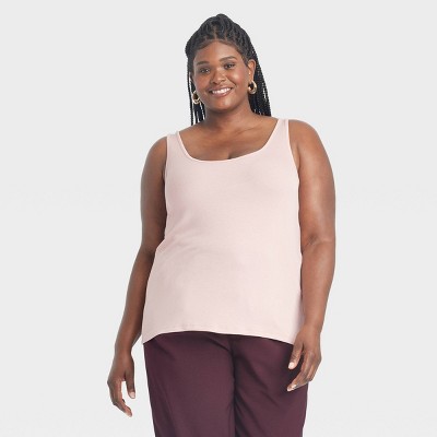 Women's Ribbed Tank Top - A New Day™ Light Pink 2x : Target
