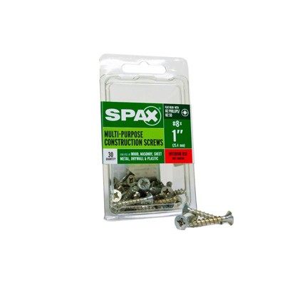 Spax No. 8 X 1 In. L Phillips/square Flat Head Zinc-plated Steel Multi ...