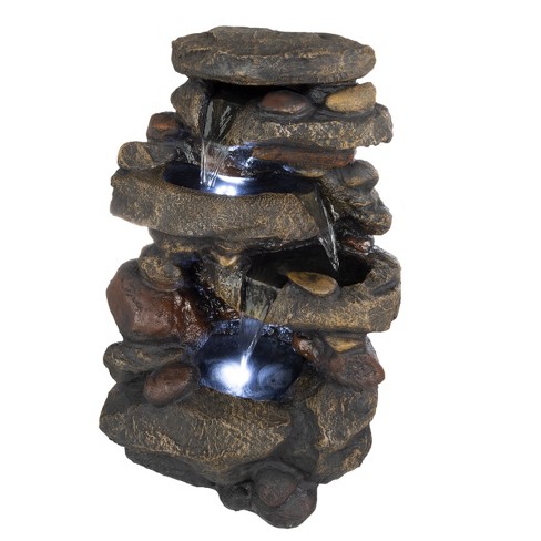 Nature Spring 3-tiered Electric Waterfall Cascade Fountain With Pump ...