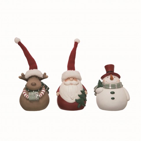 Transpac Resin Multicolored Christmas Merry Character Figurines Set Of ...