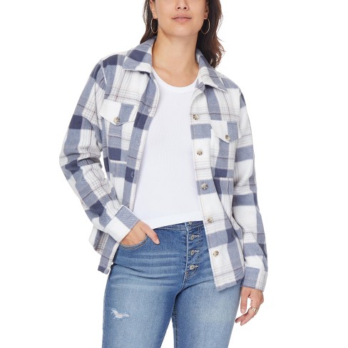 Wallflower Taylor Polar Fleece Boyfriend Button Down Shacket Jacket ...