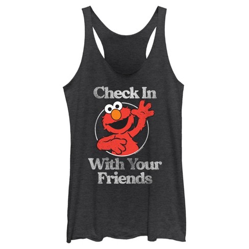 Women's Sesame Street Elmo Check In With Your Friends Racerback Tank ...