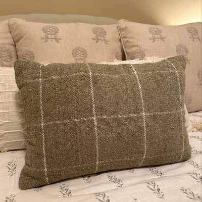 Oblong Windowpane Woven Decorative Throw Pillow Green - Threshold™ : Target