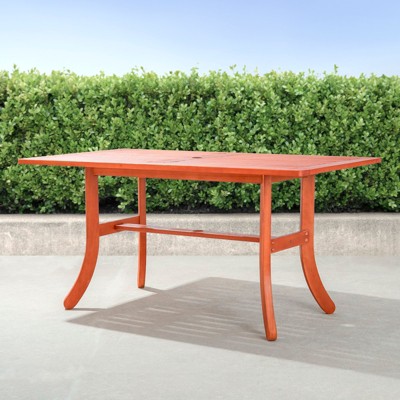 Kyrstin Tropical Wood Patio Dining Table M0189 59" X 31" Reddish Brown ...