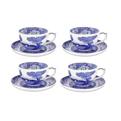 Spode Blue Italian Teacup & Saucer - Set Of 4 : Target