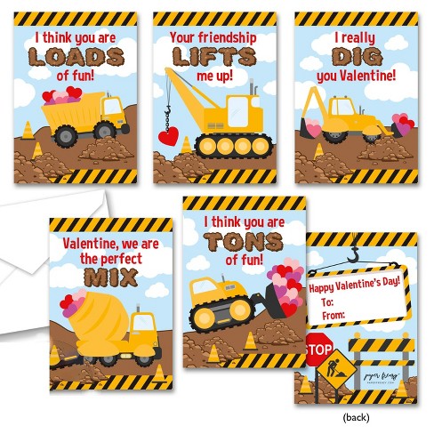 Paper Frenzy Construction Themed Valentine Cards With Envelopes - 25 ...