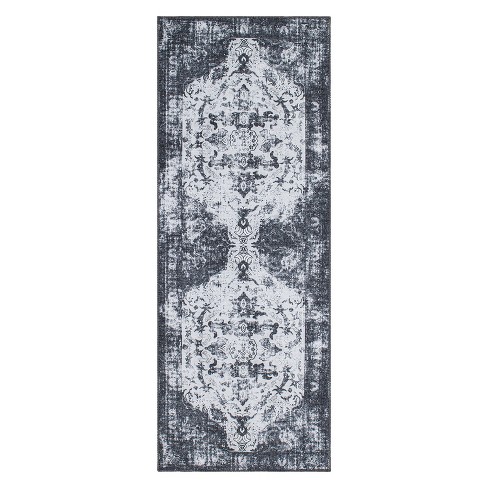 World Rug Gallery Vintage Distressed Medallion Machine Washable 2'6"x7 ...
