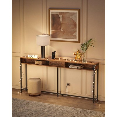 Vasagle Narrow Console Table 70.9" With 2 Outlet And 2 Usb Ports Sofa ...