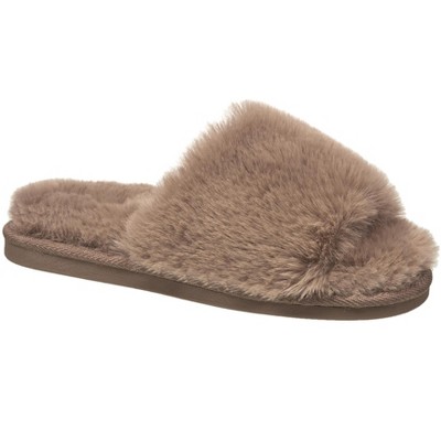 Collections Etc Soft Faux Suede Plush Lining Slip-on Cozy Slippers ...