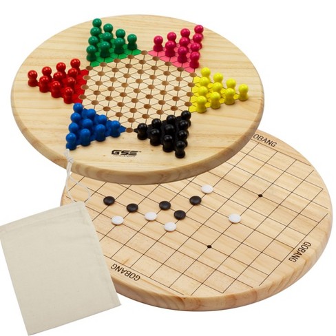 Gse 11.5" Natural Wood 2-in-1 Chinese Checkers And Gobang Board Game ...