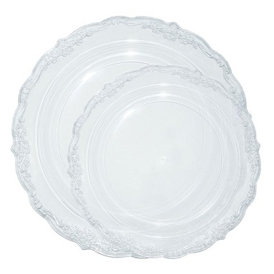 Smarty Had A Party Clear Vintage Round Disposable Plastic Dinnerware ...