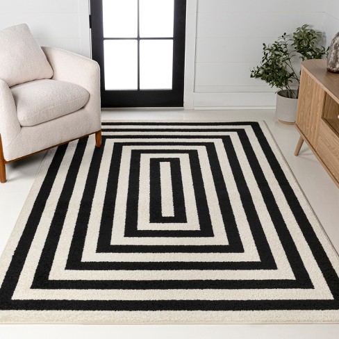 Jonathan Y Bandol Modern Classic Mitre Stripe Black/ivory 5 Ft. X 8 Ft ...