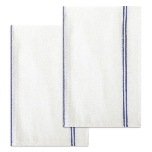 Unique Bargains Cotton Stripe Waffle Absorbent Kitchen Towels Blue 2pk ...