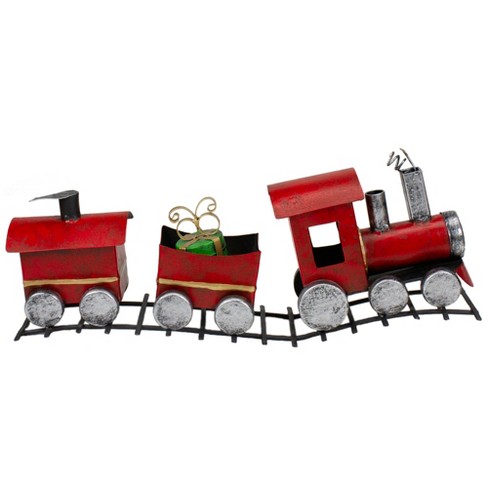 Northlight Triple Car Metal Train Christmas Decoration - 15" - Red And ...