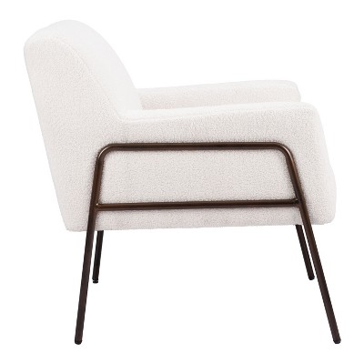 HomeStock 30.3 in H Ivory Finish Round Wood Frame Straight Armchair ...