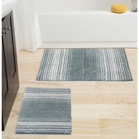 Set Of 2 Gradiation Rug Collection Grey Cotton Tufted Bath Rug Set ...