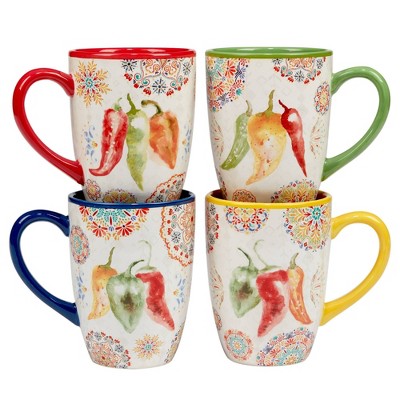 Set Of 6 Damask Floral 14oz Mugs - Certified International : Target