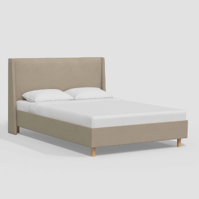 Queen Encino Wingback Platform Bed In Dry Velvet Pebble - Threshold ...