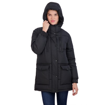 Women's Winter Puffer Parka Coat - S.e.b. By Sebby Black Medium : Target