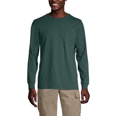 Lands' End Men's Tall Super-t Long Sleeve T-shirt With Pocket - Large Tall - Deep Woodland Green ...