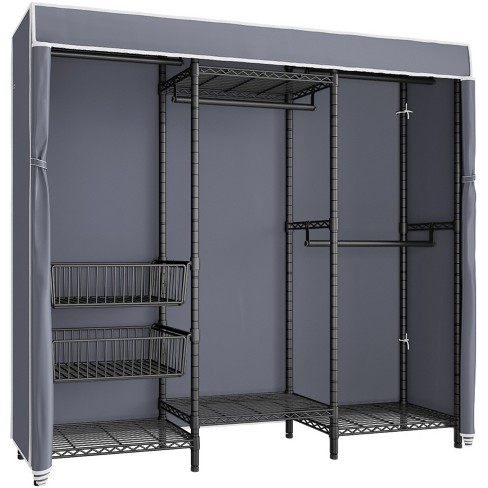 Vipek V10c Medium Heavy Duty Covered Clothes Rack Closet, Black Rack ...
