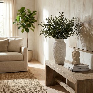 Textured Cylinder Earthenware Table Vase for Home Decor Living Room ...
