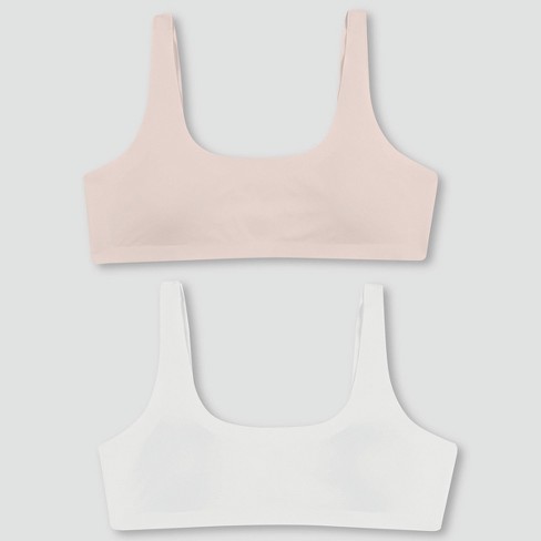 Hanes Girls' 2pk Bonded Comfort Bra - White/light Pink S : Target