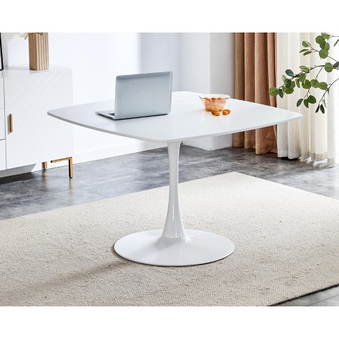 Modern Dining Table For 4, 42" Wood Kitchen Table With Metal Leg ...