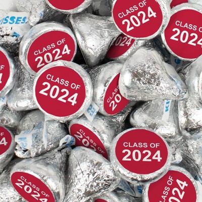 100 Pcs Red Graduation Candy Hershey's Kisses Milk Chocolate Class Of ...