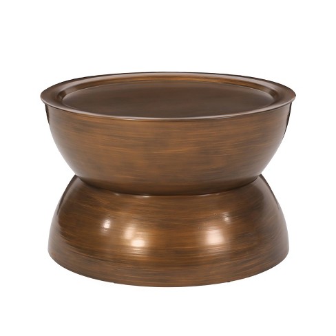 Minkler Modern Iron Hourglass Brushed Antique Coffee Table ...