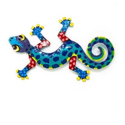 Global Crafts Eight Inch Painted Gecko Recycled Haitian Metal Wall Art ...