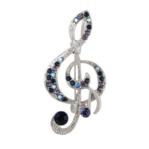 Anna-kaci Elegant Rhinestone Crystal Treble Clef Music Note Brooch Pin ...